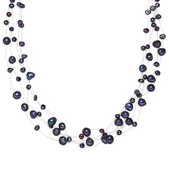 Valero Pearls Halskette - Sterling Silber Perlen-Kette S&uuml;&szlig;wasser-Zuchtperle - Gr. unisize - in Blau - f&uuml;r Damen