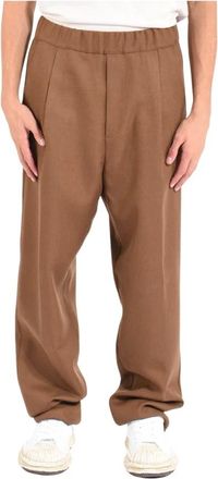 Laneus Homme, Pantalons, Brun, Taille: 2XL Pantalon en laine vierge avec taille élastique
