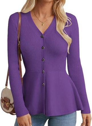 Grace Karin Cardigan pour femme - Ligne A - Manches longues - Cardigan - Automne - Loisirs - Bol&eacute;ro - Veste &eacute;l&eacute;gante, lilas, XL