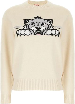 Kenzo Femme, Pulls, Beige, Taille: 36 FR Pull Happy Tiger