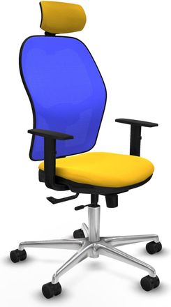 Piqueras y Crespo Ergonomischer B&uuml;rostuhl mit 1D-Armlehnen und Kopfteil, h&ouml;henverstellbar und neigbar, ausgestattet mit Syncro/Traslack und eingespritztem Schaumstoff, 