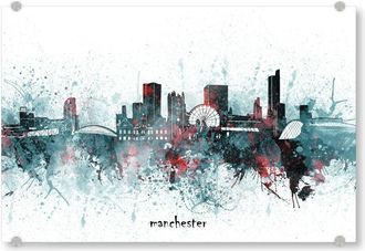 artboxONE Acrylglasbild 30x20 cm Städte Manchester Skyline Artistic Grey - Bild Manchester Cities City