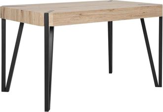 Beliani Table de Salle à Manger 130 x 80 cm Plateau de Couleur Bois Clair en MDF et Pieds Noirs en Métal de Style Industriel, Moderne et Minimaliste Beliani
