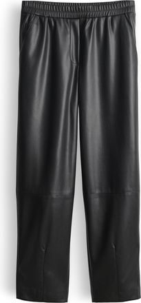 OPUS Damen City Pants | MYHA Edgy Relaxed Kunstlederhose mit Barrel Leg Black, 40