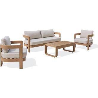 DCB Garden DAVAO - Salon bas de jardin 5 pl en aluminium imitation bois - DCB GARDEN