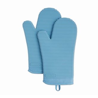 KitchenAid Ofenhandschuh-Set, gerippt, weiches Silikon, 17,8 x 33 cm, Blauer Samt, 2 St&uuml;ck