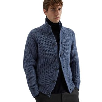 Alpha Studio Bomberjacke Nido dApe aus weichem Alpaka - - Knitwear - Herren - Blau - L