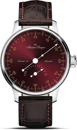 MeisterSinger Primatic 365 -Sonnenschliff Bordeaux mit Gold Herrenuhr PR365911G