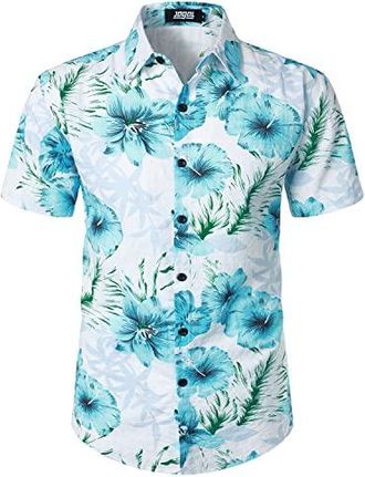 JOGAL Chemise hawaïenne, décontractée, à manches courtes, pour homme, motif floral, XXXL