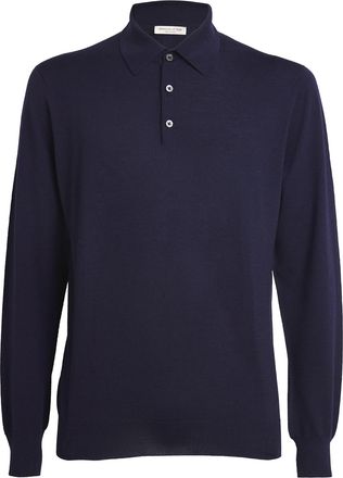 Johnstons of Elgin John Smedley Extra Fine Merino Long-Sleeve Herbie Polo Shirt Size XL