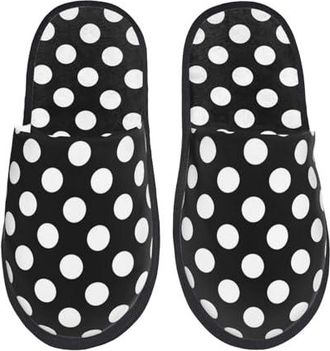 Generic DAffaire Pantoufles Pois Noirs Pantoufles En Coton Chaudes Slippers Doux Pantoufles De Voyage Pour DIntérieur Voyage Chambre M