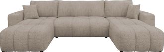 Mirjan24 Wohnlandschaft Furyn U Boucle, Ecksofa mit Schlaffunktion und Bettkasten, U-Form Couch, symmetrisches Polstersofa, Eckcouch (Coral 50)