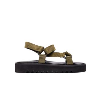 Scarosso Khaki Wildleder-Ledersandalen - - Shoes - Herren - Gr&uuml;n - 40 EU