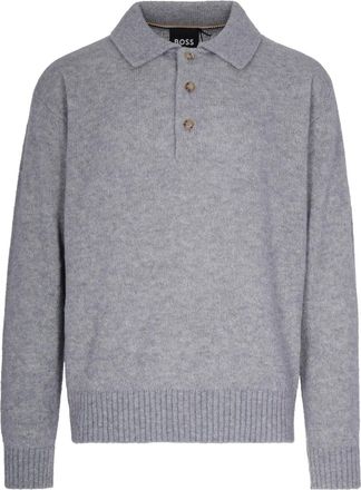 BOSS Geknöpfter Silberpullover - Grau