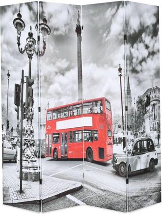 vidaXL Raumteiler klappbar 160 x 170 cm London Bus Schwarz-Wei&szlig; Vidaxl