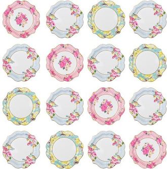 Talking Tables 24 x Assiettes en papier jetables à motifs floraux vintage, vraiment délicieuses pour un anniversaire, un goûter, une baby shower, Bridgerton Decorati