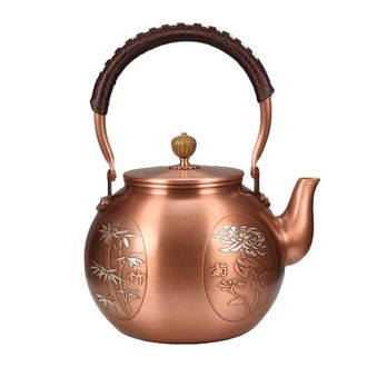 Generic Handgefertigter Kupfertopf mit kochendem Wasser, reine Kupfer-Teekanne, Retro-Gesundheit, Kung-Fu-Teekanne ohne Beschichtung, 1400 ml (Typ 2)