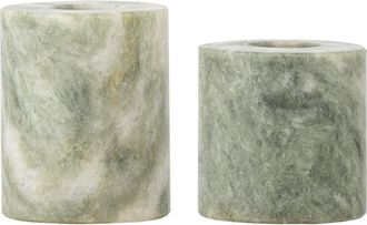 Bloomingville Kokoro Kerzenhalter, Grün, Marmor, T5xH5/T5xH6,5 cm, 2er-Set