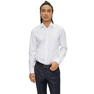 BOSS Hommes H-HANK-kent-C1-214 Chemise Slim Fit en Twill de Coton Stretch Facile &agrave; Repasser