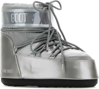 Moon Boot Unisex Silver Satin Icon Low Ankle Boots Stivali