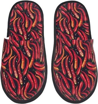 Generic Chaussons Femme Homme Piment Drôle Chaussons Doublées En Peluche Automne Hiver Pantoufles Pour Invités, Pour Femmes, Intérieur Extérieur, Fête, M