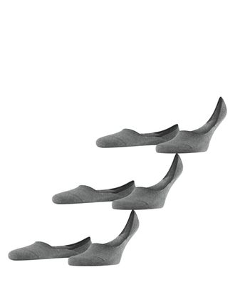 Falke Herren F&uuml;&szlig;linge Invisible Step Medium Cut Multipack M In Baumwolle unsichtbar einfarbig 3 Paar, Grau Light Grey Melange 3390, 39-40