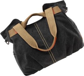 Beaupretty Sac Toile Noir R&eacute;tro pour Femme Grand Cabas Shopping Pliable Bandouli&egrave;re Simple et Capacit&eacute; Spacieuse pour Courses Quotidiennes