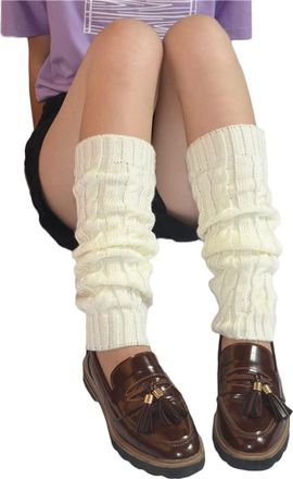 ORANDESIGNE Beinwärmer für Frauen und Mädchen Knöchelwärmer Hohe fußlose Kniestrümpfe Stülpen in vielen Farben A Beige