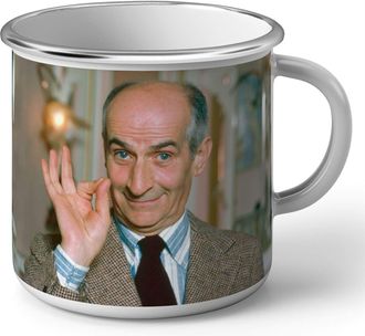 Fabulous Emaillierter Metallbecher 284ml Louis De Funes Schauspieler Französisch Komödie