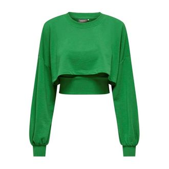 Only Crop Sweatshirt mit Rundhalsausschnitt - - Sweatshirts & Hoodies - Damen - Gr&uuml;n - M