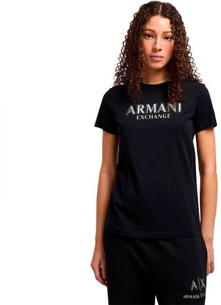 A|X Armani Exchange Womens Arte Sella, Shiny Logo Lettering,Regular Fit,Black,XL