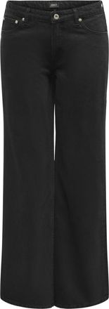 Only Damen Onlchris Reg Low Wide DNM Mas411 Jeans, Black Denim, 28W x 32L
