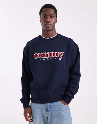 Tommy Jeans Sweatshirt in Marineblau mit Grafik-Logo-Applikation im 90er-Style