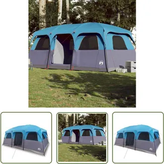 vidaXL Familienzelt f&uuml;r 9 Personen Blau Wasserdicht - Campingzelt - Familienzelt - Wasserfestes Zelt - 9-Personen-Zelt - Polyesterzelt - The Living Store