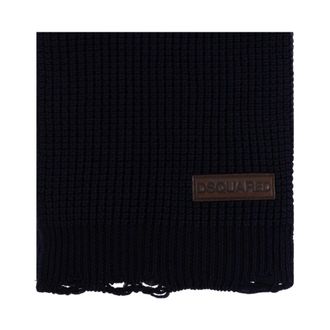 Dsquared2 Woll Logo Patch Strickschal - - Accessories - Herren - Blau - ONE SIZE
