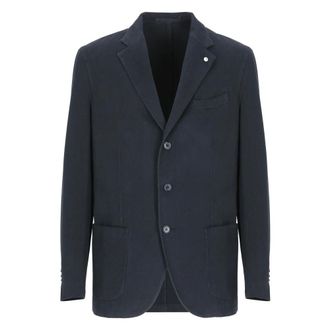 Lubiam Homme, Vestes, Bleu, Taille: XL Peak Lapel Cotton Jacket