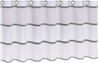 Happy Home Scheibengardine mit Ösen Sophia weiß grau B/H: 140 x 53 cm modernes Ösenbistro