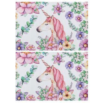 BESPORTBLE 2 St&uuml;ck Garland Einhorn Tischset rutschfeste Platzmatten mit W&auml;rmeschutz Hitzebest&auml;ndige Unterlage f&uuml;r Teller Sch&uuml;ssel Geeignet f&uuml;r Zuhause Restaurant