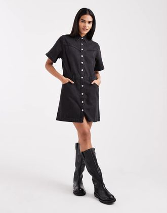 Levi's Logan - Robe courte style western en jean - Noir