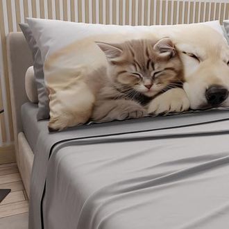 Petti Artigiani Italiani Petti Artigiani Italiani - Bettwäsche Tiere mit Katzen und Hunden aus Baumwolle mit Kissenbezügen im Digitaldruck, Bettwäsche für französisches Bett, 