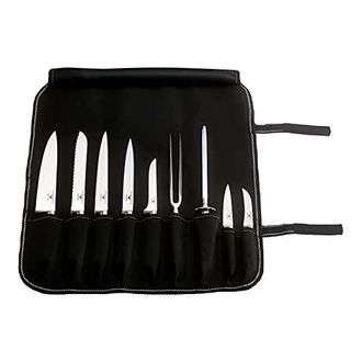 Rockingham Forge Tragbare Canvas 10-St&uuml;ck Messer-Rolltasche f&uuml;r bis zu 9 Messern und Zubeh&ouml;r, Kochmesser-Tasche, Edelstahl Klingen