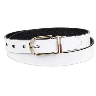 Tommy Hilfiger Two-in-One Reversible Slim Width Casual Leather Belt for Jeans, Trousers and Dresses Ceinture, White/Black, XL Femme