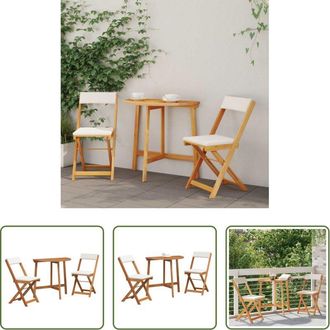 vidaXL Gartenm&ouml;bel - Bistrogarnitur mit Kissen 3 pcs &Ouml;l-Natur Massivholz Akazie