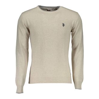 U.S.Polo Association Schlanker Rundhals-Pullover - - Knitwear - Herren - Beige - 2XL
