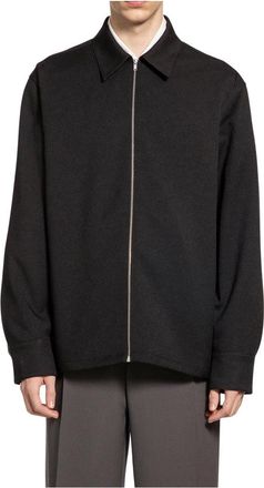 Jil Sander Homme, Vestes, Noir, Taille: M Chemise Zipp&eacute;e En Popeline De Laine