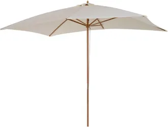 OUTSUNNY Parasol droit rectangulaire bois polyester haute densit&eacute; 2,95L x 2l x 2,55H m cr&egrave;me