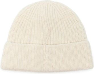 Stone Island 15N100012 Virgin Wool Ribbed Beanie - Beige