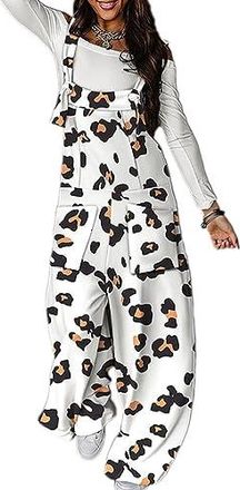 Onsoyours Salopette Femme R&eacute;glable Bretelles Ample Harem Sarouel Pantalon Poches Boho Imprim&eacute; sans Manches Stretch Combinaison Chic Casual Jumpsuit Couleur Unie