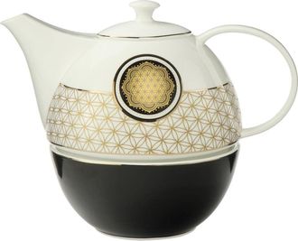 GOEBEL Teekanne mit St&ouml;vchen Lotus Blume des Lebens von Yin Yang aus Fine Bone China, 25x20x16 cm, 23-500-40-1