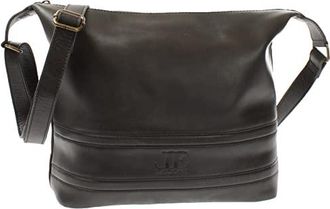 Leconi Cartable Sac en cuir pour dames Look Vintage Cuir véritableSac épaule Sac à main en Cuir pour femmes 33x28x10cm gris sombre LE0064-buf